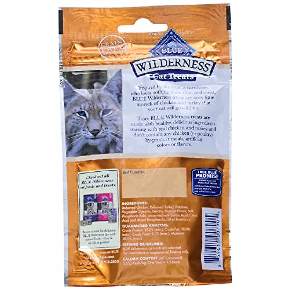 Blue Buffalo Wilderness Grain Free Soft-Moist Cat Treats, Chicken & Turkey 2-oz Bag