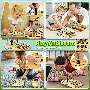 wakelnsa Toddler Montessori Busy Board,Montessori Toy,Baby Sensory Board,Preschool Learning Activities,Light Switch Toy,Travel Toy,Wooden Toy for Toddler Activity,Christmas & Birthday Gift for Toddler