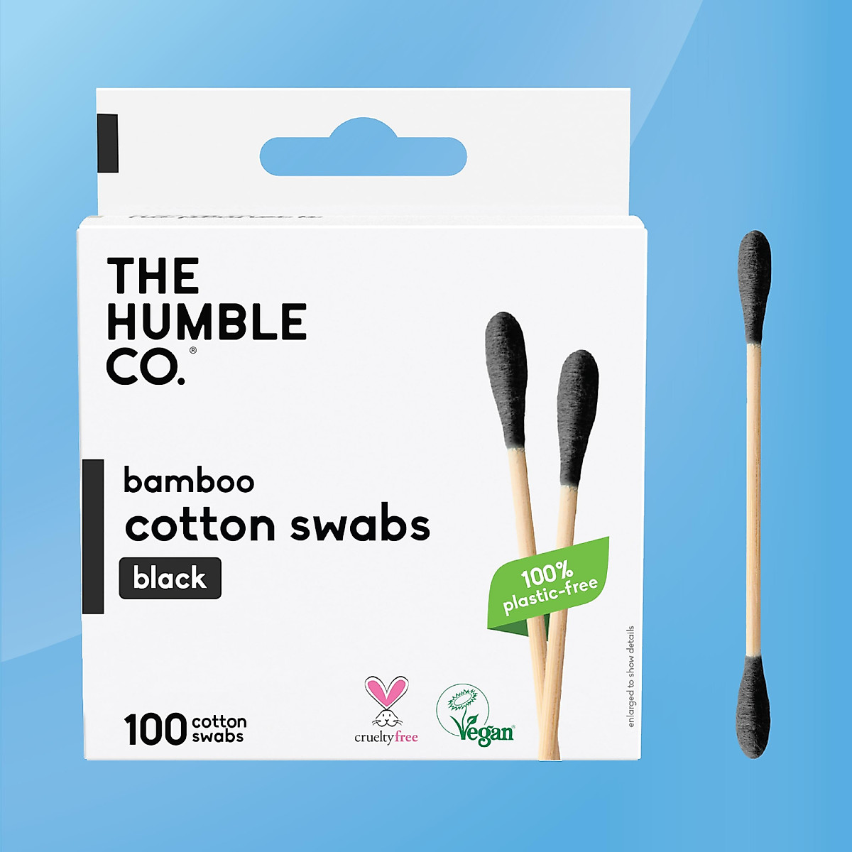 The Humble Co. Bamboo Cotton Swabs (600 count) - Cotton Swabs and Cotton Buds for Ears, Makeup, Pet Care and Cleaning (Black)