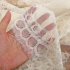 Fanqisi Ivory Lace Tablecloth 60x120 Inches Classic Wedding Lace Tablecloths Overlay Party Table Cover for Bridal Shower Reception Table Decoration