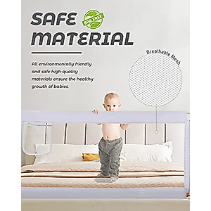Bed Rails for Toddlers 59" L, Toddler Bed Rails with Breathable Fabric, Infant Safety Bed Guardrail, Bed Rail for Twin Bed, Bed Safety Rails for Children (Gray-One Side)
