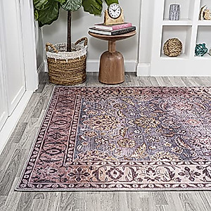 JONATHAN Y WSH106A-4 Victoria Ornate Persian All-Over Machine Washable Indoor Bohemian Transitional Area Rug,High Traffic,Kitchen,Living Room,Backyard,Non Shedding,4 X 6,Brown/Gray