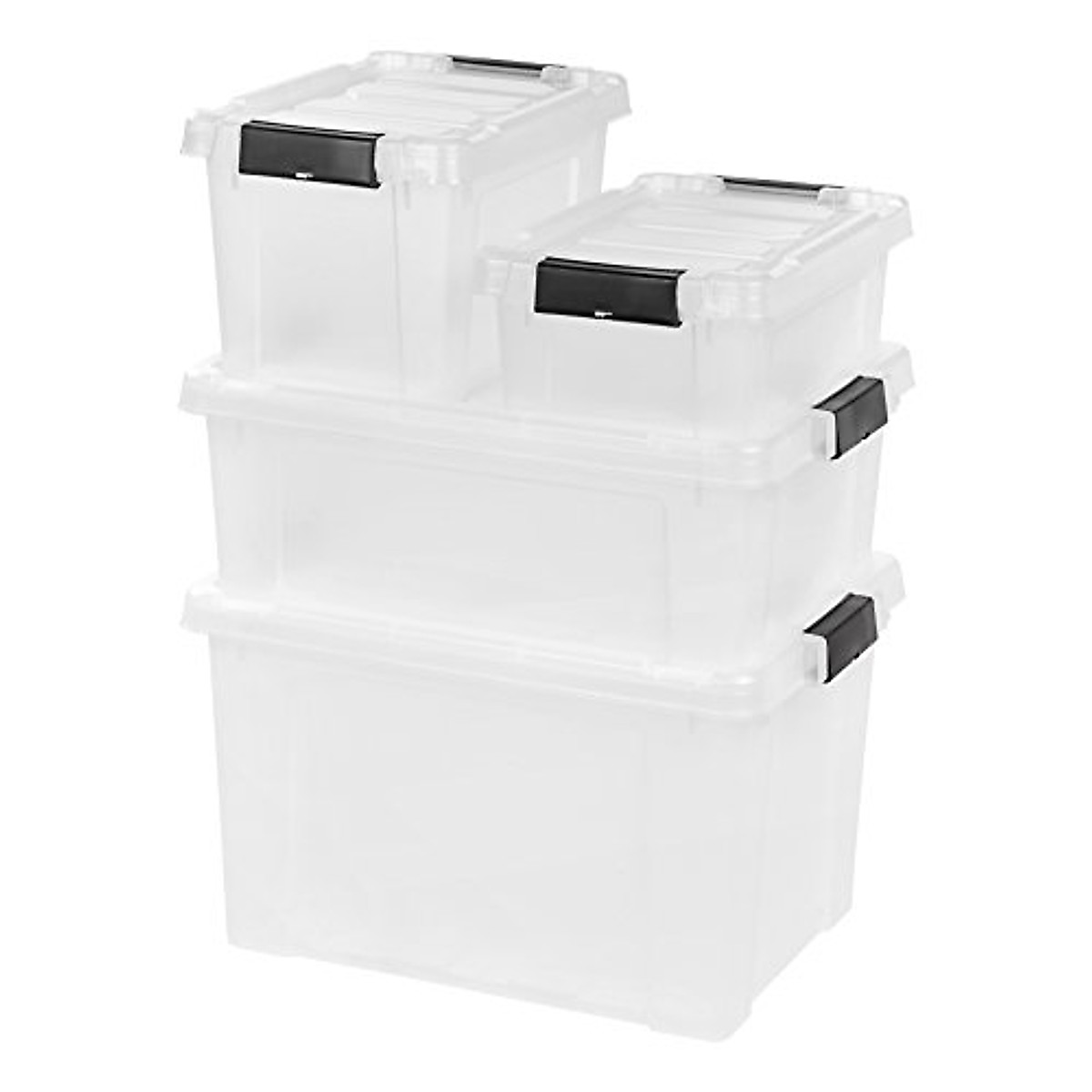IRIS USA, Inc. 11.75 Gallon Store-it-All Heavy Duty Stackable Utility Tote, Clear with Black Buckle (586521)