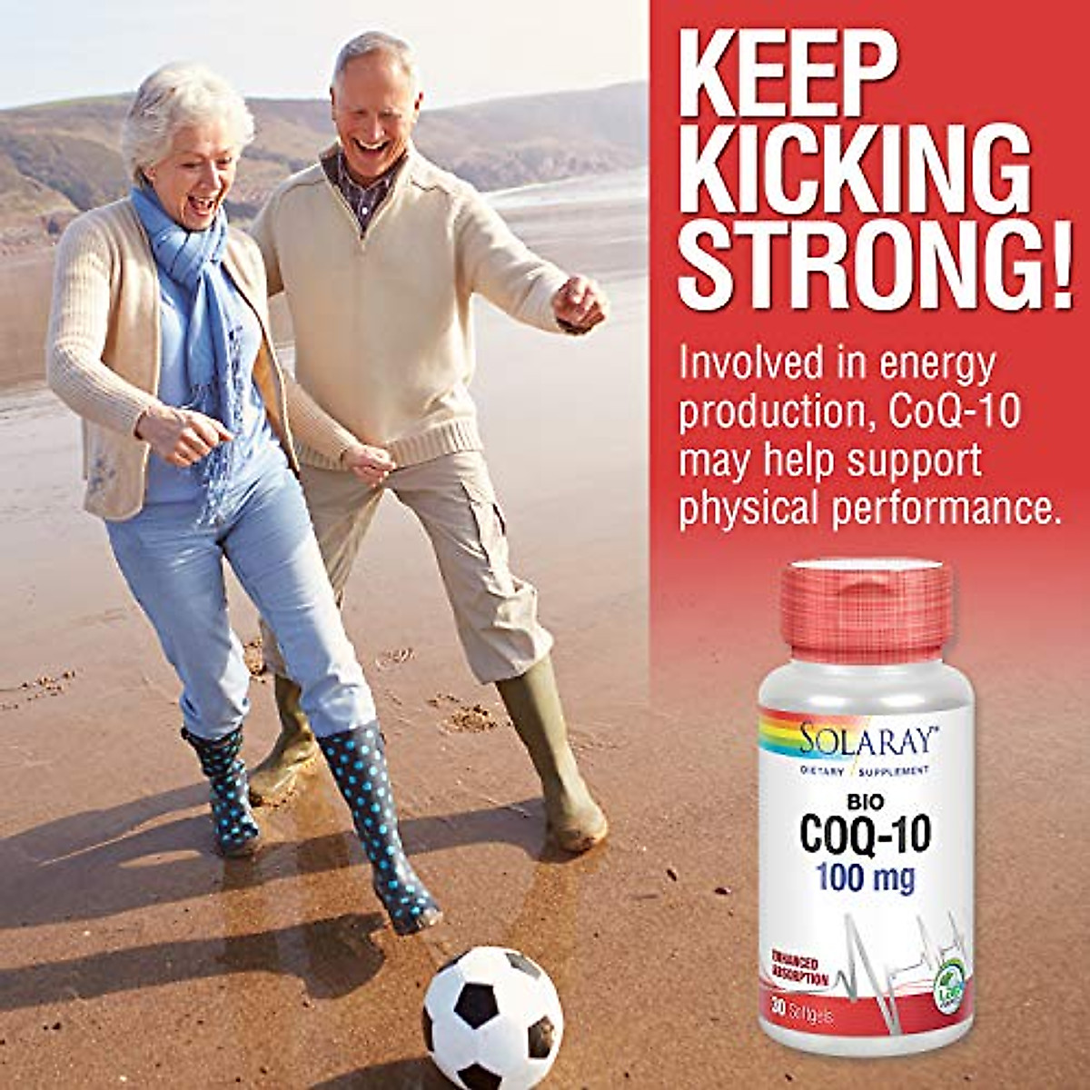 SOLARAY Bio CoQ-10 100 mg | Enhanced Absorption | Vitamins A & E | Healthy Heart & Cellular Energy Support (30 CT)