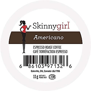 Skinnygirl Coffee Pods, Americano, Espresso Roast Coffee in Single Serve Pods for Keurig K Cups Brewers, 24 Count