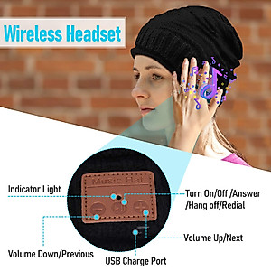 SMINIKER Wireless Beanie Hat Musical Hat for Outdoor Sports for Teenagers Men and Women(Black)