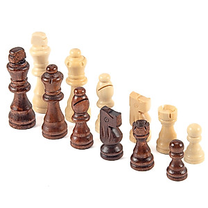AMEROUS Wooden Chess Pieces Only, 32 Pieses / 3.05" King/Storage Bag/Gift Package, Standard Tournamen Staunton Wood Chessmen for Chessboard, Replacement of Missing Pieces