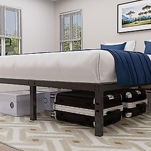 AUTSTA Full Size Bed Frame Easy Assembly, Bed Frame Full Size No Box Spring Needed, Heavy Duty Metal Platform Full Bed Frame with Plenty of Room for Storage