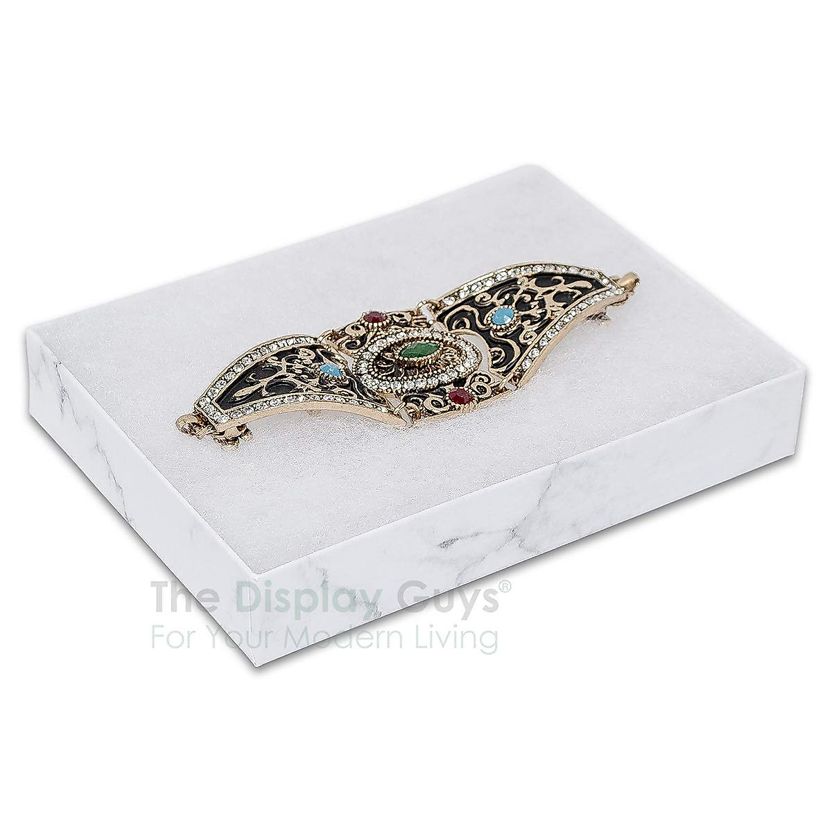 TheDisplayGuys - 25-Pack #53 Cotton Filled Cardboard Paper Jewelry Box Gift Case - Marble White (5.4" x 3.9" x 1.0") - for Gifting, Shipping or Storage