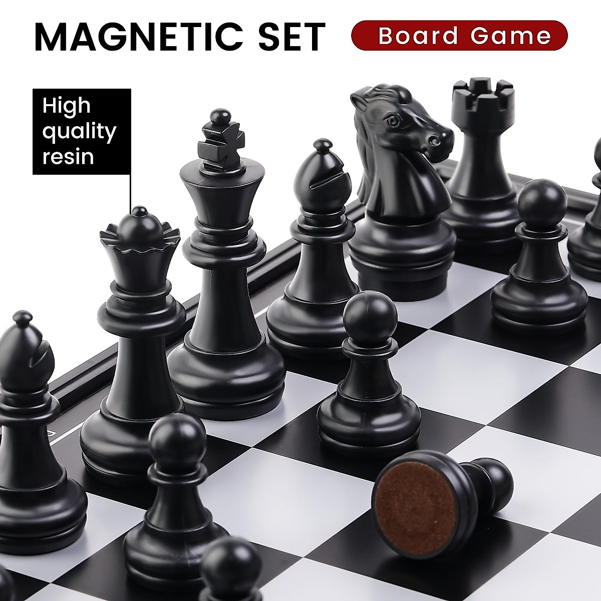 Joneytech Magnetic Chess Set for Kids and Adults, 13 inch 3 in 1 Chess Checkers Backgammon Travel Portable Folding Sets, Gift Children Chess Board Game with Extra Queen