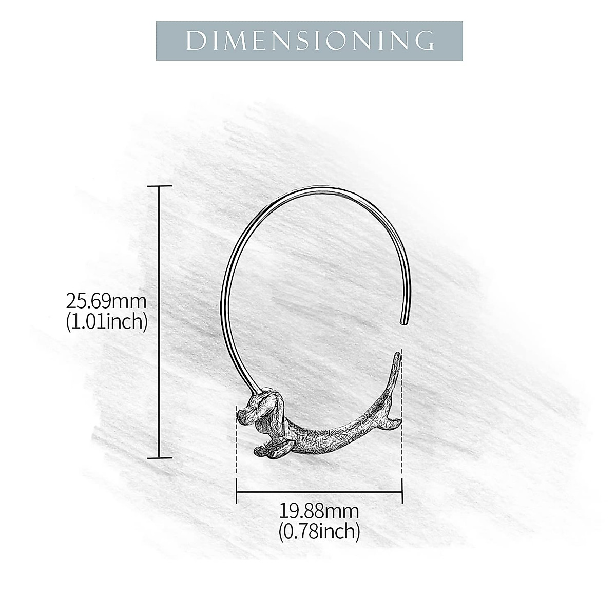 Lotus Fun S925 Sterling Silver Hoop Earrings Lovely Flying Dachshund Dog Big Round Hoop Earrings for Women (Sliver)