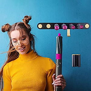 Dyson Airwrap Holder Wall Mount, Storage Holder for Dyson Airwrap Complete, Curling Iron Attachments Rack Dyson Airwrap Organizer, Dyson Airwrap Stand for Bathroom Hair Tool Holder Black, UEMUSI
