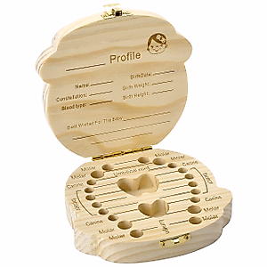 Mogoko Cute Baby Tooth Box, Wooden Milk Teeth Storage Organizer, Kids Lost Tooth Keeper Box For Girl (English, Princess)