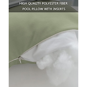 DecorLovee Sage Green Outdoor Recliner Pillows for Head, Modern Sage Green Waterproof Chair Pillow with Elastic Stripe, Farmhouse Chaise Lounge Headrest Pillow for Patio/Beach/Pool 2Pack, 11"x16"