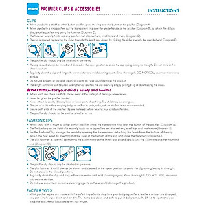 MAM 2 Clips for Pacifiers With Fasteners and Flexible Rings for Boys, Designs May Vary