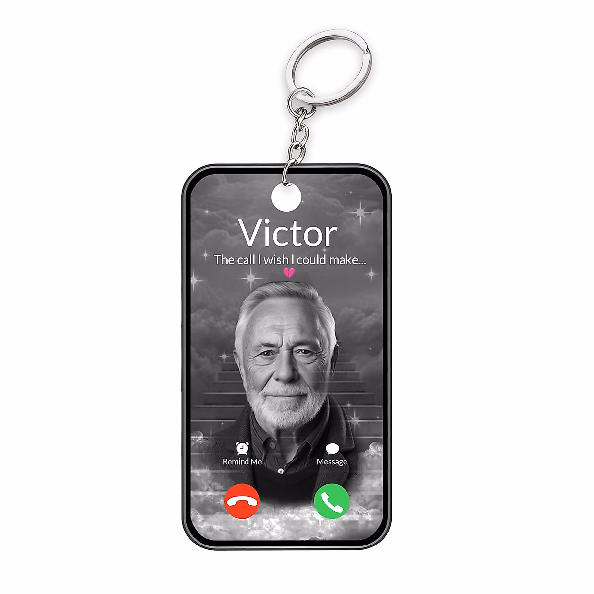 Cupike Personalized The Call I Wish I Could Take Keychain - Custom Photo Name Memorial Sympathy Keepsake Gift for Loss of Loved One (03-Ladder)