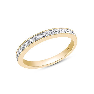 AFFY 1/10 Carat Round Cut White Natural Diamond Engagement and Wedding Band Ring In 14K Yellow Gold Over Sterling Silver (Clarity : I2-I3, Color : J-K, 0.1 Cttw) Ring Size 11