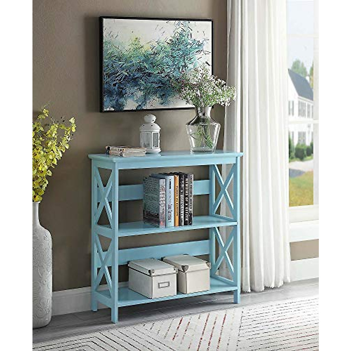 Convenience Concepts Oxford 3 Tier Bookcase, Sea Foam