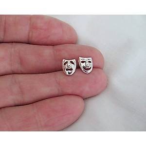 Sterling Silver 9mm comedy tragedy post stud earrings