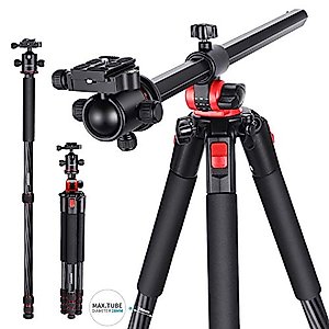 NEEWER 72 inch Camera Tripod Monopod Carbon Fiber with Rotatable Center Column and Arca Type Plate 360° Ball Head, Lightweight Overhead Horizontal Tripod for DSLR Camera Camcorder up to 33 pounds
