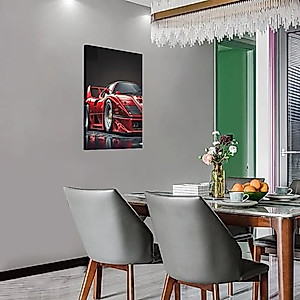 Car Poster Ferrari F40 Supercar Posters Racing Car Canvas Wall Art For Boy's Bedroom SuperCar Wall Decor Frame-style 24x36inch(60x90cm)