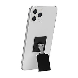 KickBack Universal Phone Stand Attachment - Rotatable Phone Kickstand & Grip Accessory (Black)