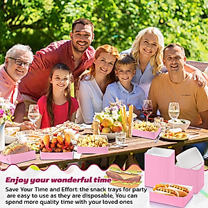 Uiifan 100 Pcs 2lb Paper Food Trays Disposable Nacho Trays Cardboard Halloween Paper Food Boats Trays Hot Dog Serving Trays for Picnic Snacks Carnivals Fairs Tacos French Fries Party Supplies (Pink)