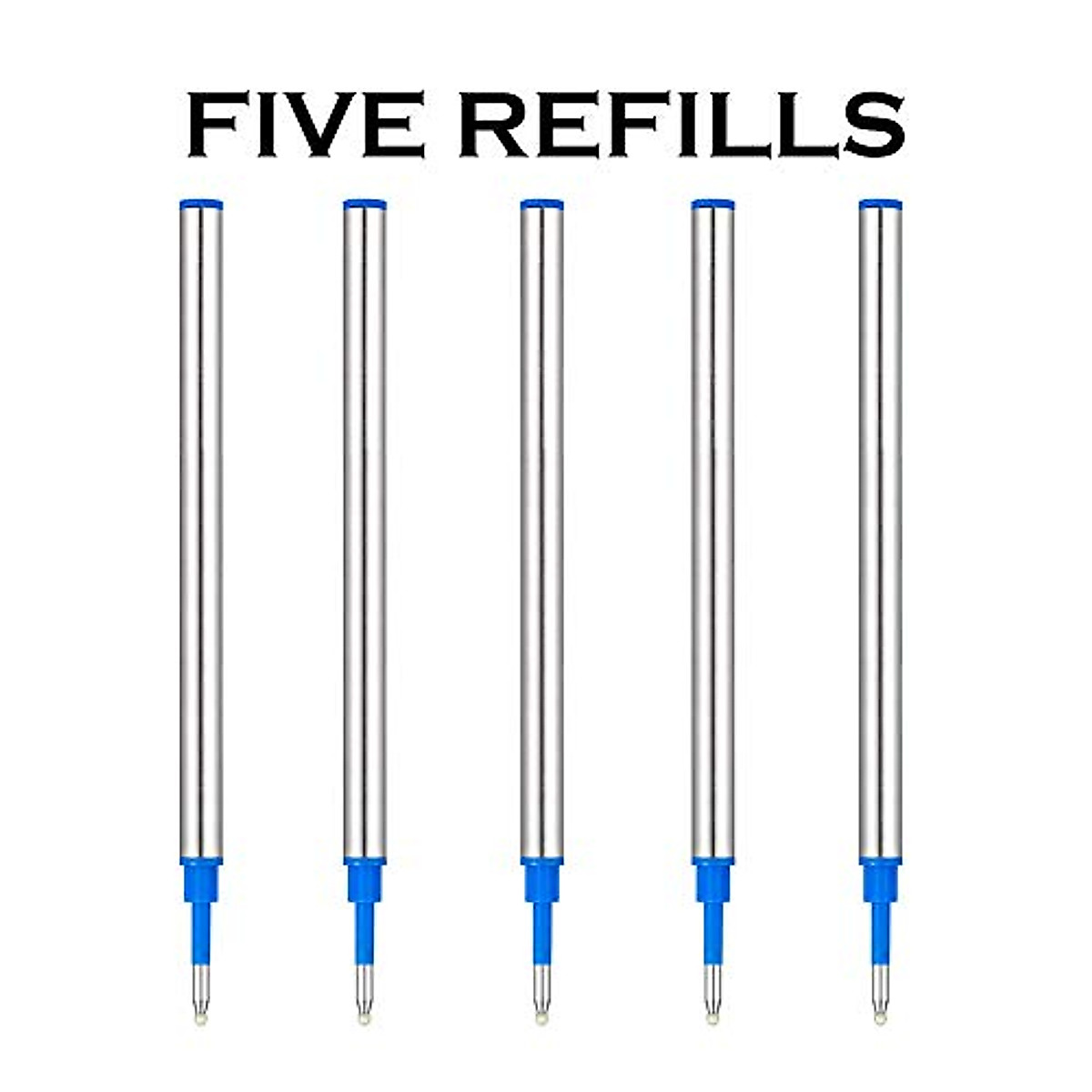 HeTaoCat Gel Rollerball Pen Refills, Roller Ball Fine Point 0.5mm, Black Ink Refill Pack of 5 - Replaceable Ballpoint Pen Refills Medium Point (Blue)