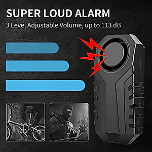Vibration Sensing Bike Alarm with Remote, 113db Loud Bicycle Alarm System Anti Theft, Wireless Motorcycle Alarm for Electric Bike Tricycle Mobility Scooter Vehicles Ebike for Cycling Security