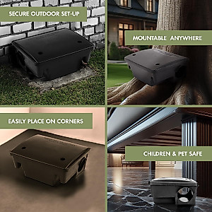 Large Rat Bait Stations 2- Pack | Mouse Bait Station for Home Garden| Rodent Bait Station for Indoor and Outdoor Use | Exterminator Approved | Safe for Family and Pets (Bait is not Included)