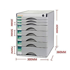 LEYT Flat File Cabinet, 8-Layer Lockable Aluminum Alloy Data Office Storage Drawer for Home Office Supplies Silver