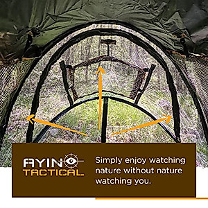 AYIN Hunting Chair Blind See Through with Carrying Bag, 1 Person Pop Up Ground Chair Blinds 270 Degree, Portable Durable Hunting Chair Tent for Deer & Turkey Hunting (Camouflage)