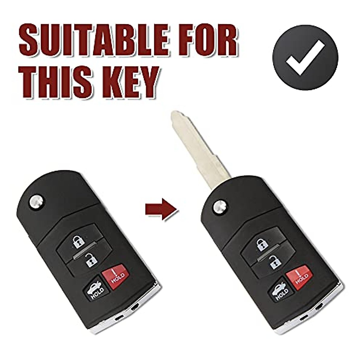 uxcell New Smart Remote Flip Key Fob Shell Case 4 Button for Mazda 3 5 6 RX-8 CX-7 CX-9 2007-2010