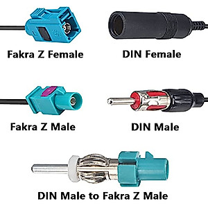 onelinkmore Car Antenna Universal Vehicle Radio Stereo AM & FM Antenna Connector Cable Fakra Z Male Female to DIN Plug Connector Cable for Car Stereo Audio HD Radio Head Unit CD Media Player Receiver