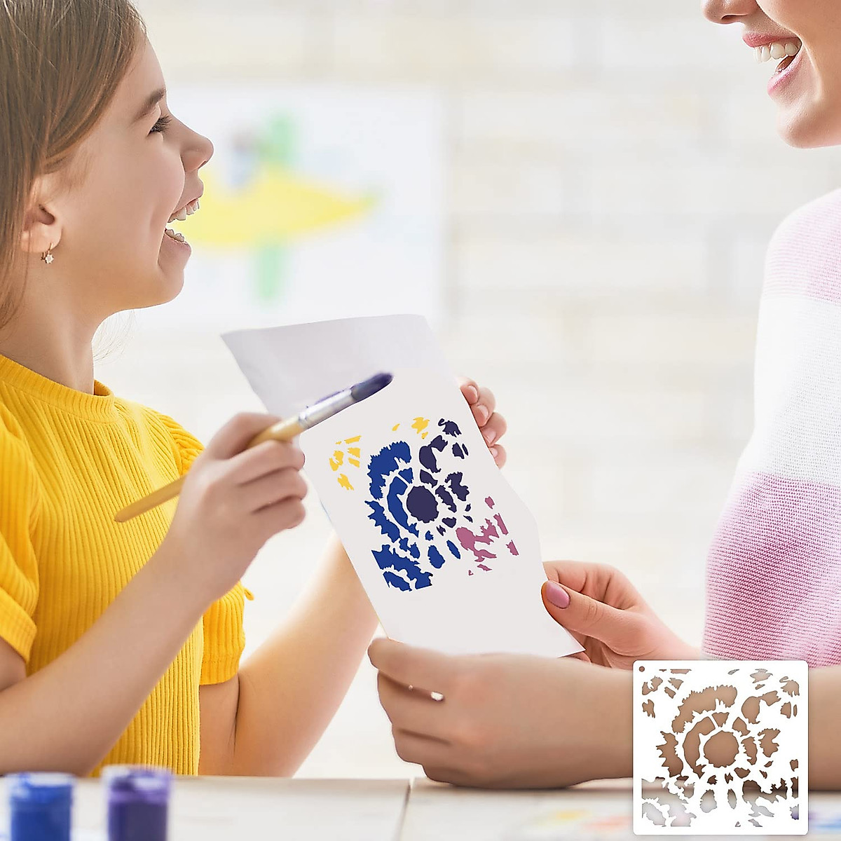 6 Inch Wall Texture Stencils for Painting, 25 Pieces Reusable DIY Modern Wall Stencil Mixed Crackle Marble Background Camo Spray Paint Art Templates for Wood Canvas Paper Floor Tile(Wall)