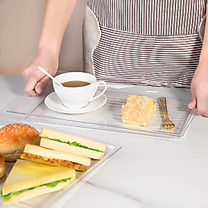 YOUBET 8 Pack Clear Plastic Serving Tray-15" x 10" Rectangle Food Trays- Disposable Serving Platter- Clear Disposable Serving Platter for Halloween/Thanksgiving/Christmas