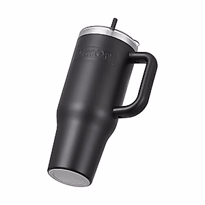 VEVOR 40 oz Insulated Water Bottle, Stainless Steel Sports Coffee Cup with Lid, Handheld Travel Coffee Mug Double Walled, Camping Hydration Flask Leakproof, for Indoor/Outdoor School, Work, Black