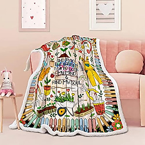 Gardening Lover Gift,Plant Lover Gift,Garden Gift for Women Cartoon Gardening Blanket,Blanket Gifts for Gardeners Soft and Fuzzy Fleece Throw Blanket for The Couch,50" X 60"