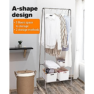 susunnus Small Clothes Rack with Shelves Stainless Steel Narrow Garment Rack for Hanging Clothes Hanger Rack Small Clothing Rack for Bedroom,Entrance Hall, Minimalist H 65.35in