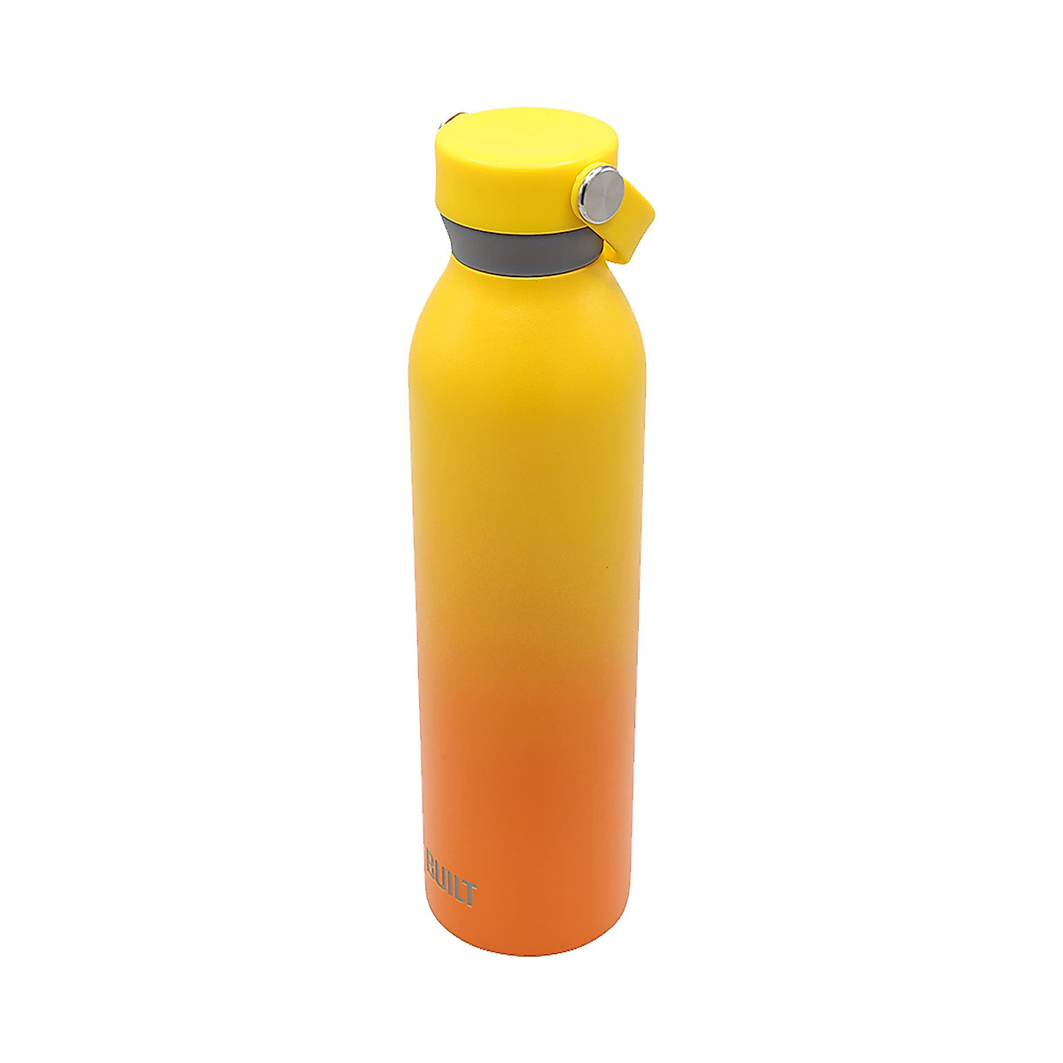 BUILT 24 Ounces Cascade Double Wall Vacuum Insulated Stainless Steel Bottle with Twist Lid with Handle, Yellow and Orange Citrus Sunrise Ombre