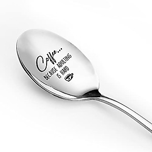 Funny Coffee Because Adulting is Hard Coffee Spoon Engraved Stainless Steel for Coffee Lovers Women Besties Best Friends Cute Friendship Birthday Gifts