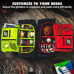 KXKS. (Kicks Kase Premium Sneaker Bag & Travel Duffel Bag - 3 adjustable compartment dividers - For shoes, clothing and gym (Black/Red)