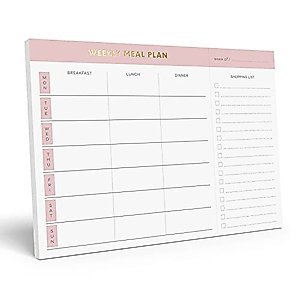 Sweetzer & Orange Weekly Meal Planner and Grocery List Magnetic Notepad. Pink 10x7” Meal Planning Pad with Tear Off Shopping List. Plan Weekly Menu Food for Weight Loss or Dinner List for Family!