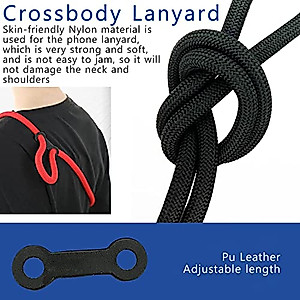 Cell Phone Lanyard, Universal Adjustable Detachable Nylon Crossbody Lanyard,Necklace Lanyard & Wrist Strap with Phone Patch for All Smartphones - Black-140cm