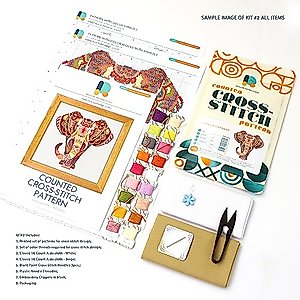 Badlands National Park CS456-2 - Counted Cross Stitch KIT#2. Set of Threads, Needles, AIDA Fabric, Needle Threader, Embroidery Clippers and Printed Color Pattern Inside.