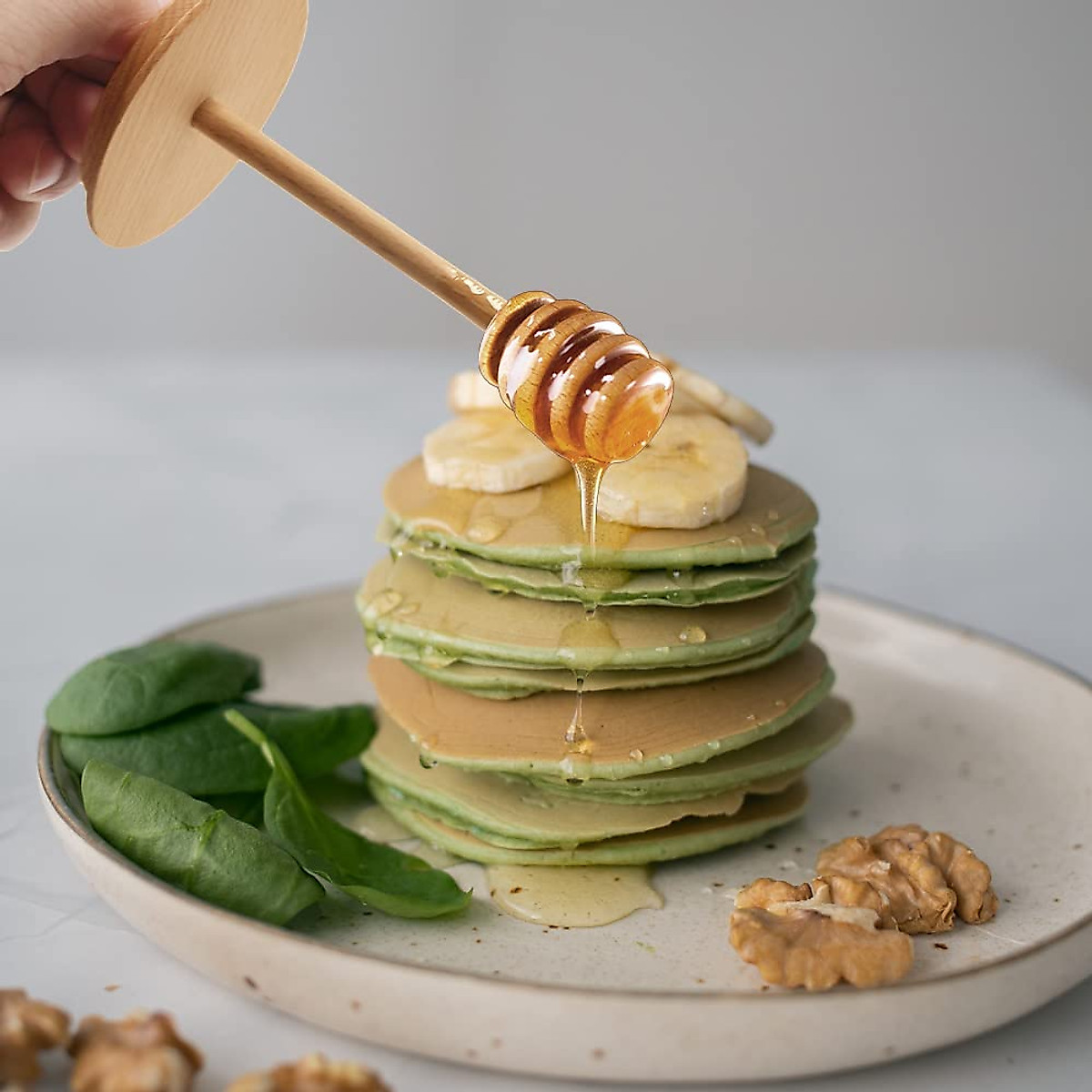 2pcs Wooden Mason Jar Honey Dipper with Lids Set - Honey Dipper Wooden Stick for Regular Mouth Mason Jars, Honey Spoon Honeycomb Lids for Regular Mouth 16 oz Mason, Ball Jars (Jar is not included)