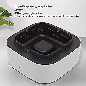 Negative Ion Air Fresher, Smokeless Ashtray One Button Operation Air Suction Structure Portable for Family (Grey)