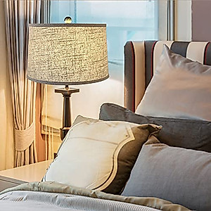 TOOTOO STAR Brown Lamp Shade Medium Drum Lampshade for Chandeliers Floor Light and Table Lamp 13x14x9 inch, Natural Linen Hand Crafted, Spider