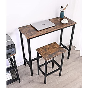 RokiaTek Bar Table 39" Long Narrow Bar Height Pub Table Dining Table for Kitchen, Dining Room, Living Room, Sturdy Metal Frame, Industrial, Rustic Brown and Black
