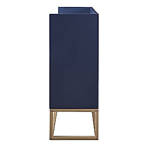 RuiSiSi Modern Sideboard Cabinet Wood Rebound Device Straight-Opening Doors Kitchen Sideboard Buffet Storage Cabinet Narrow Console Table for Entryway Metal Leg, Navy